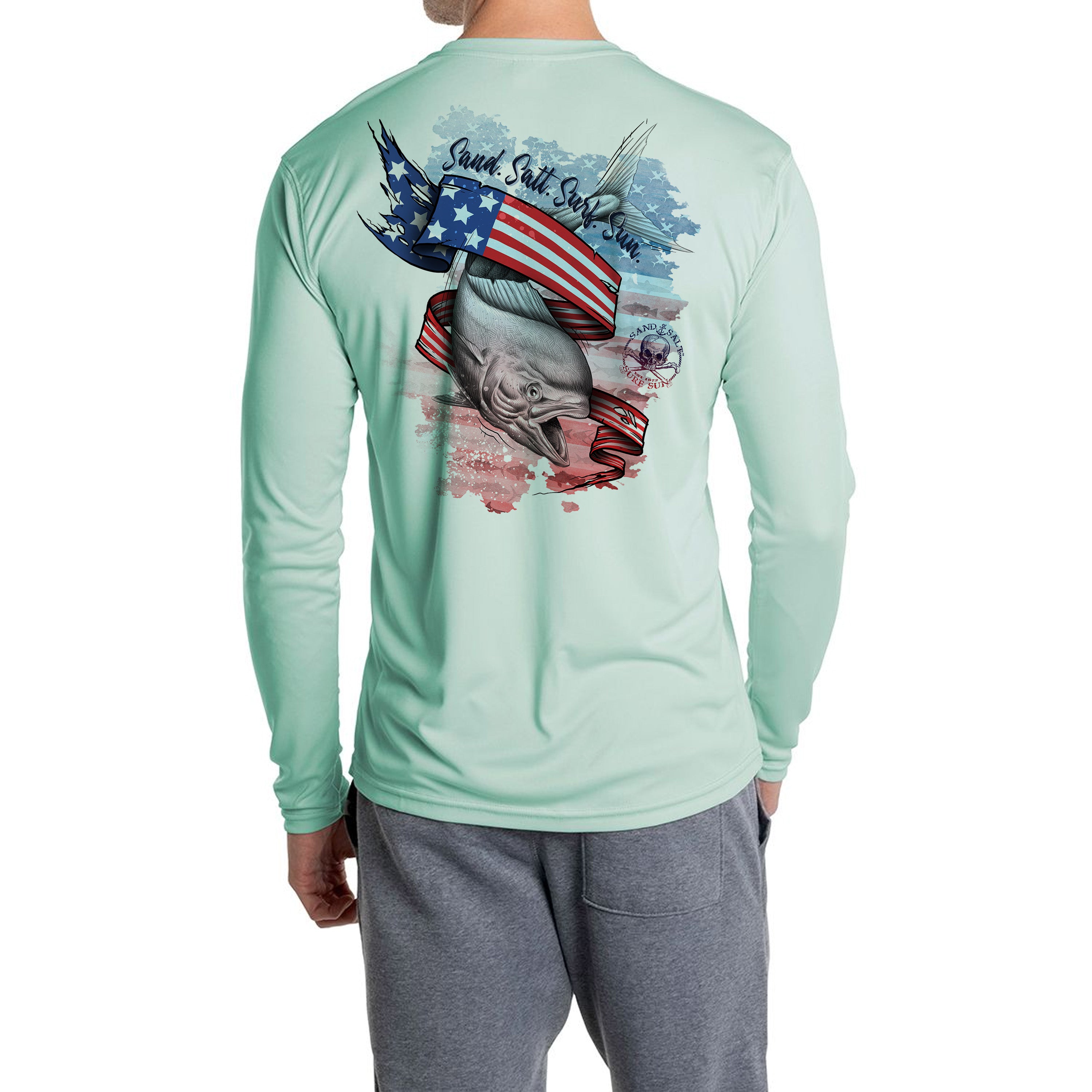 SAND.SALT.SURF.SUN. Flag Mahi Men's UPF 50+ UV Sun Protection Performa