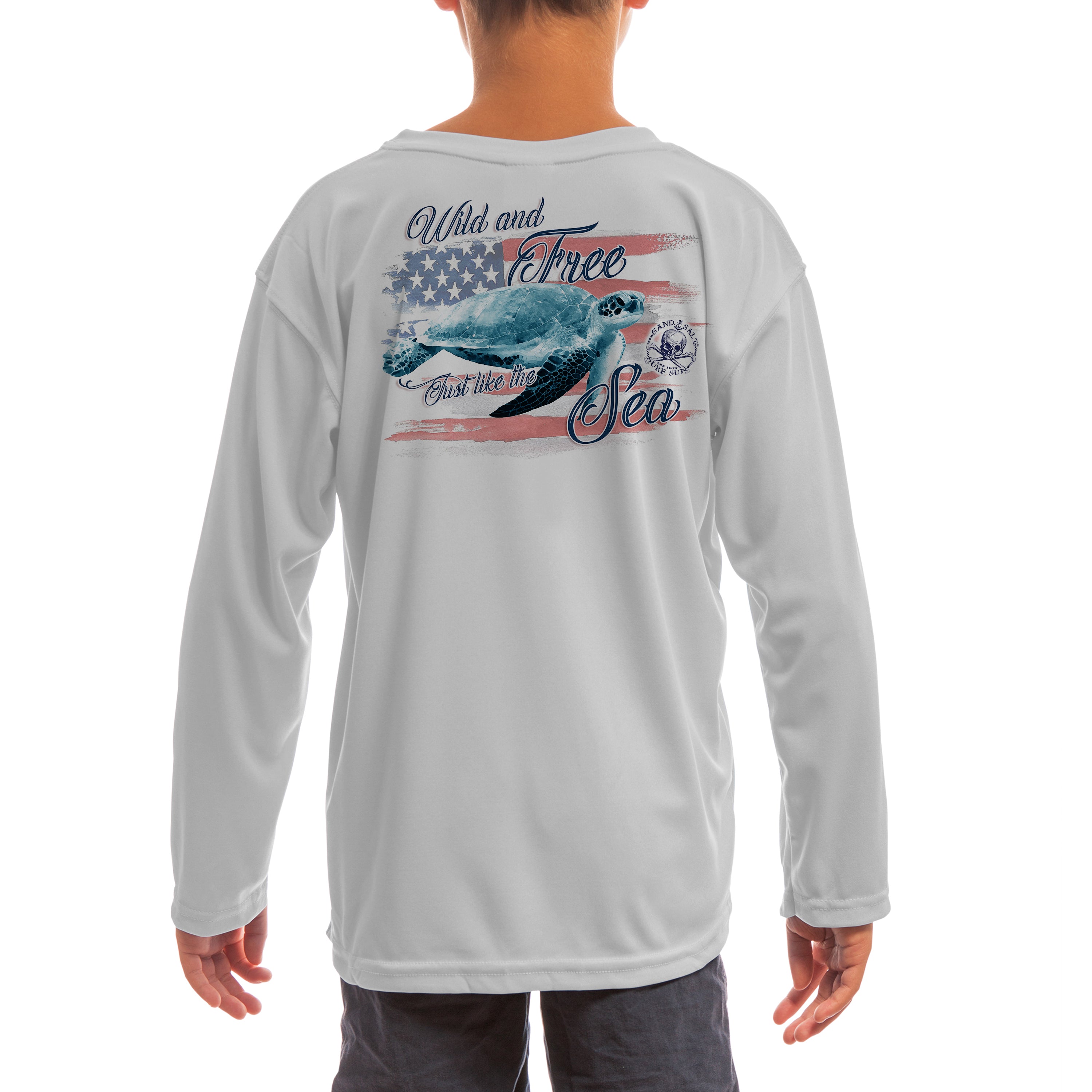 SAND.SALT.SURF.SUN. Flag Turtle Youth UPF 50+ UV Sun Protection Perfor