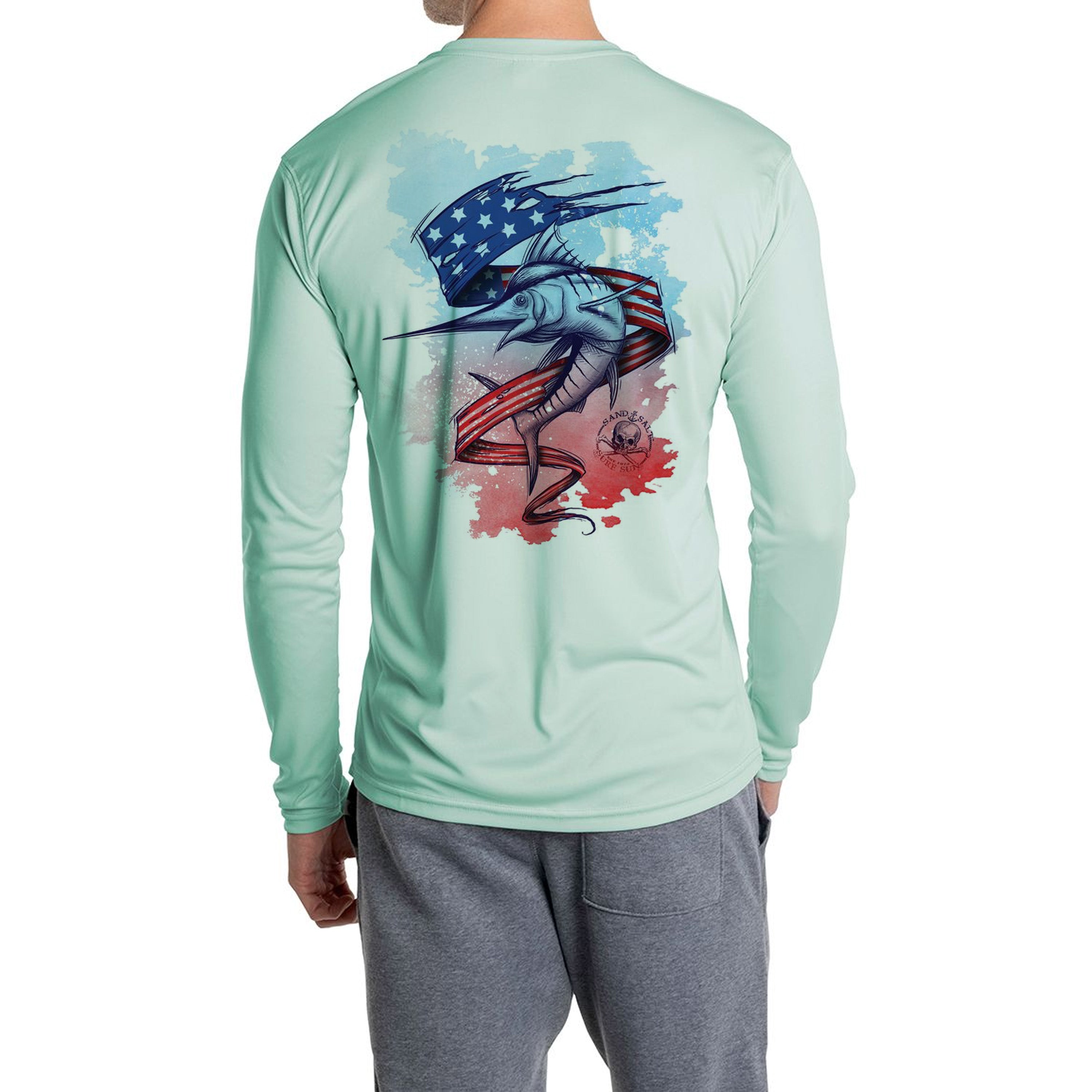 SAND.SALT.SURF.SUN. Flag Marlin Men's UPF 50+ UV Sun Protection Perfor