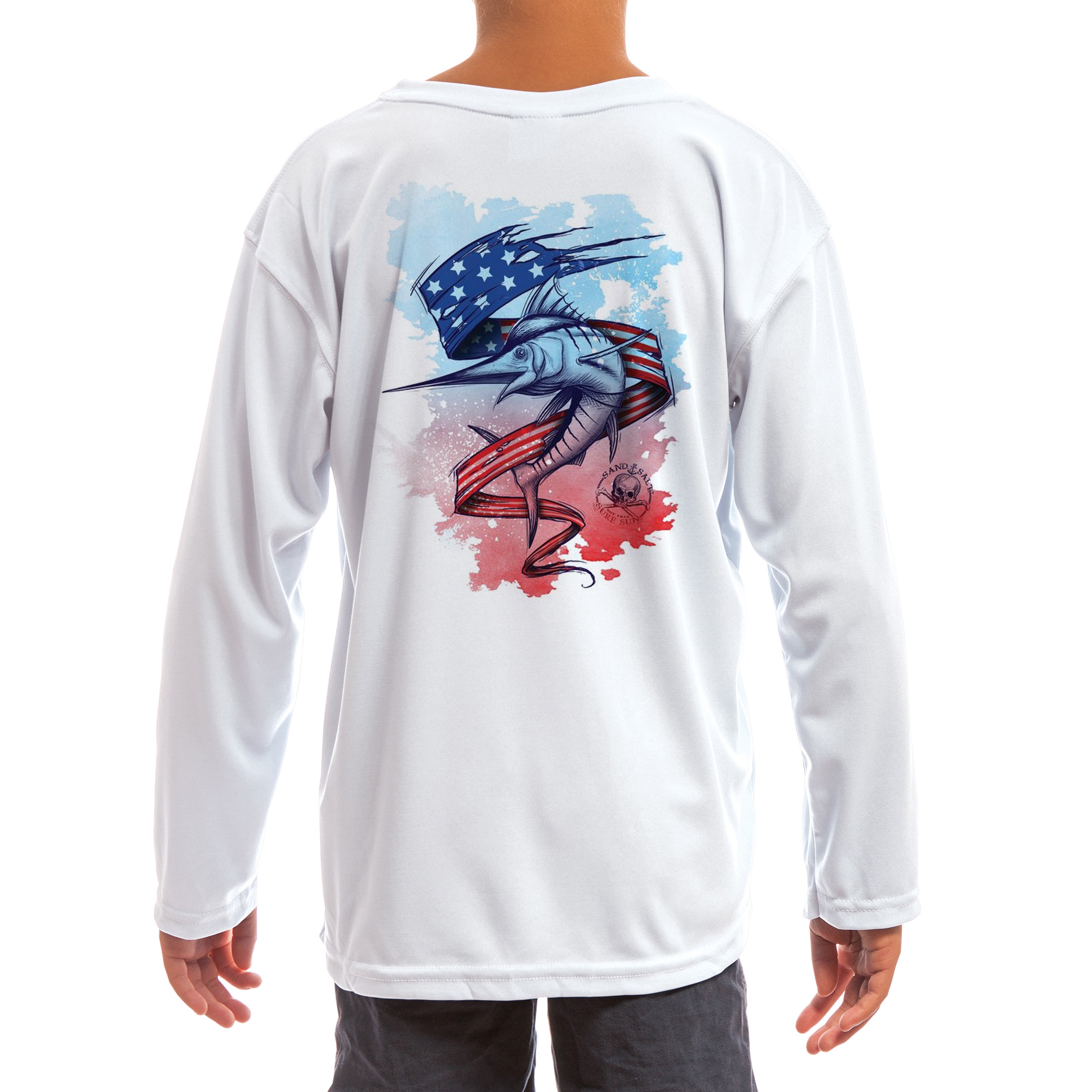 SAND.SALT.SURF.SUN. Marlin Flag Youth UPF 50+ UV Sun Protection Perfor